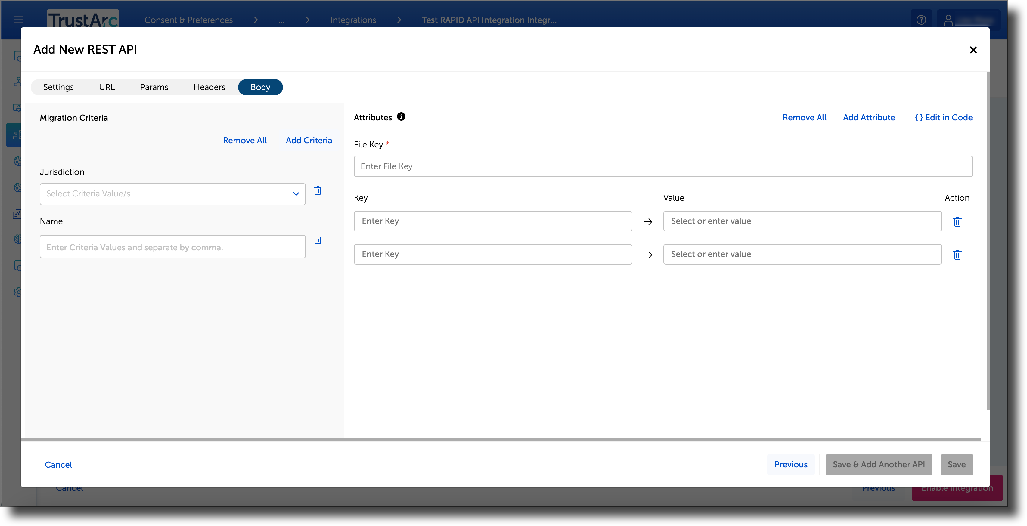 Mapping a Single API – TrustArc Help Center