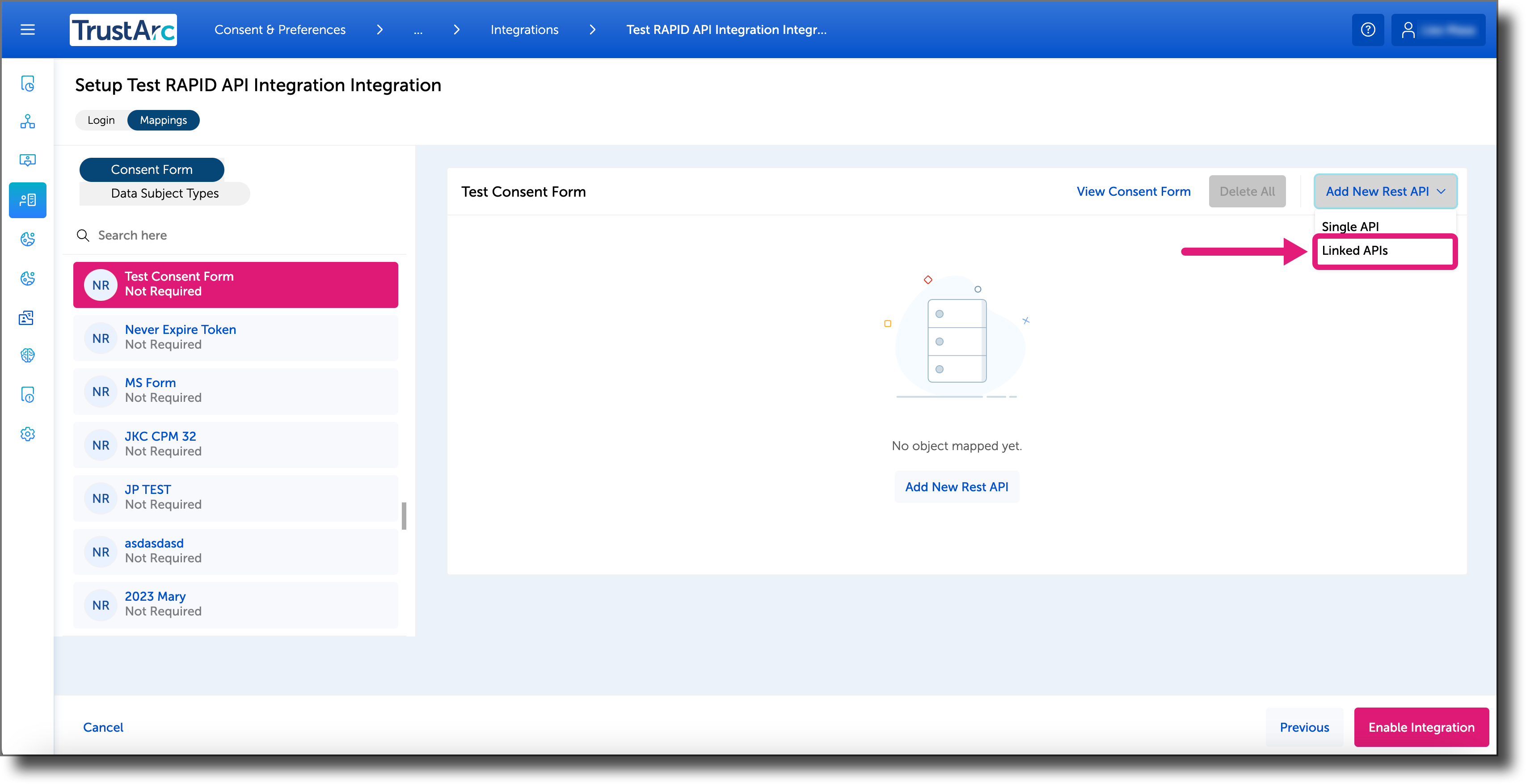 Mapping Linked APIs – TrustArc Help Center
