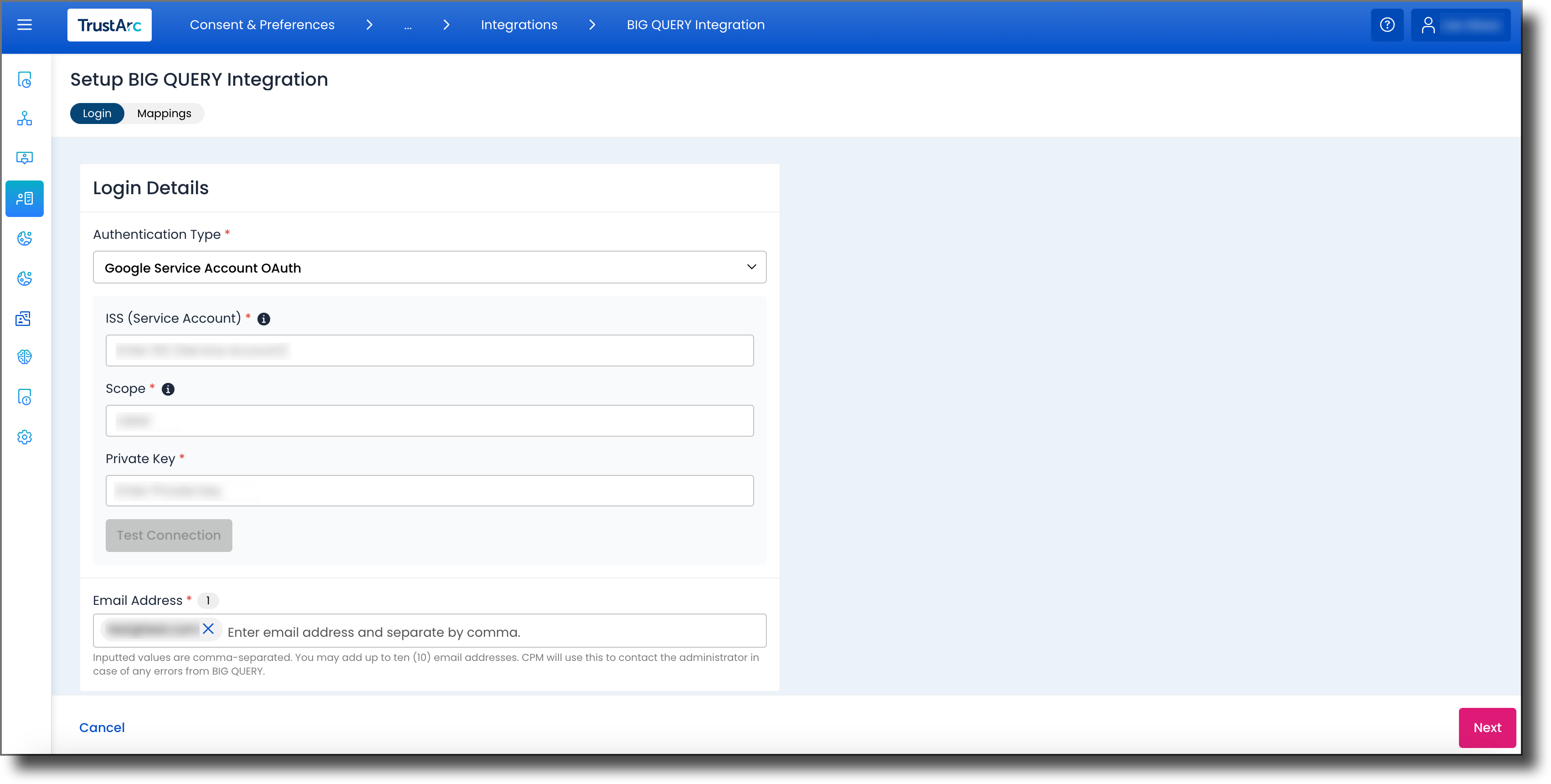 Setting Up CPM to BigQuery Integration – TrustArc Help Center