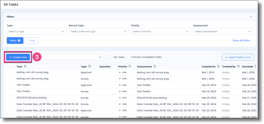 Creating an Assessment Task – TrustArc Help Center