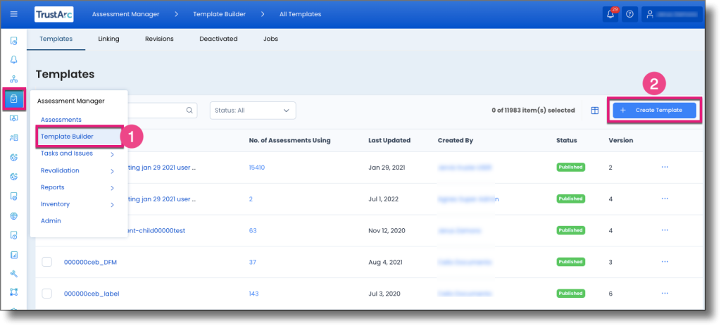 Creating a New Assessment Template – TrustArc Help Center