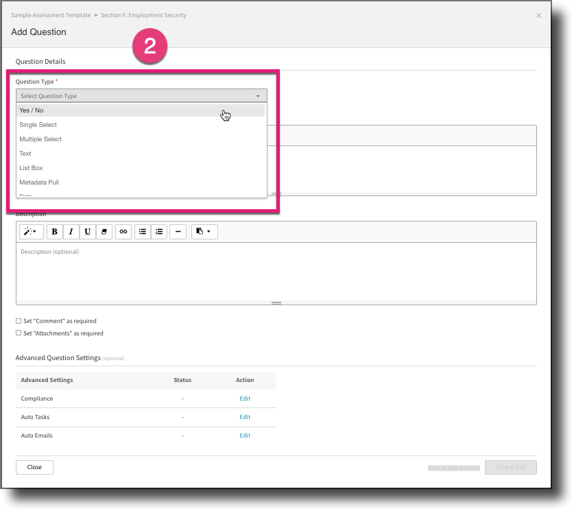 Adding Questions – TrustArc Help Center