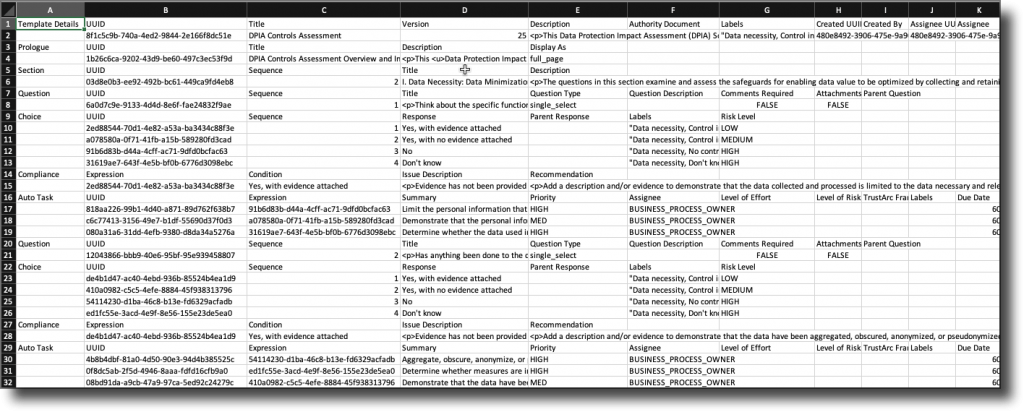 Exporting an Assessment Template – TrustArc Help Center