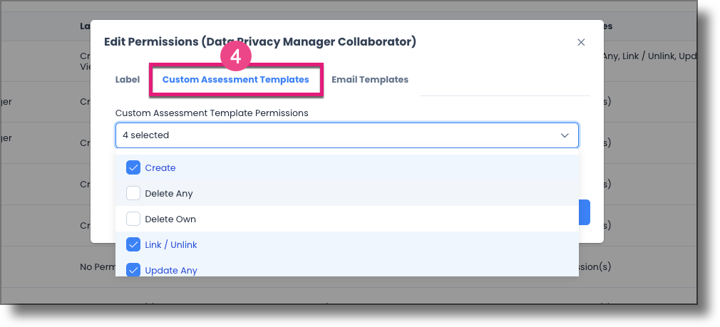 Configuring assessment template permissions per role – TrustArc Help Center
