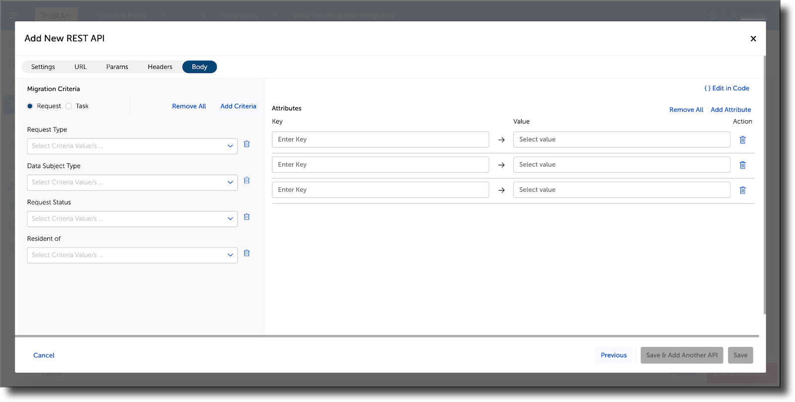Mapping a Single API – TrustArc Help Center
