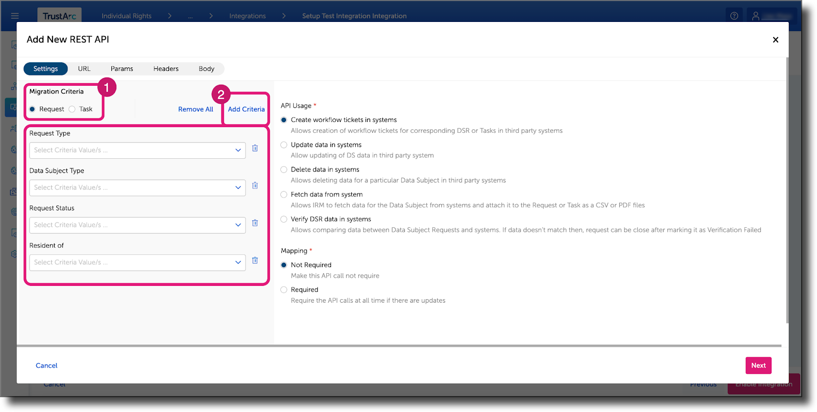 Mapping a Single API – TrustArc Help Center