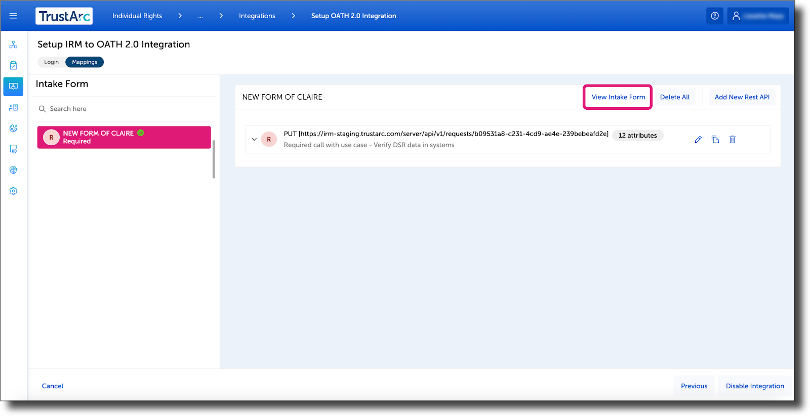 Mapping a Single API – TrustArc Help Center