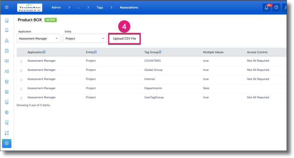 Uploading a CSV file to associate tags in bulk – TrustArc Help Center