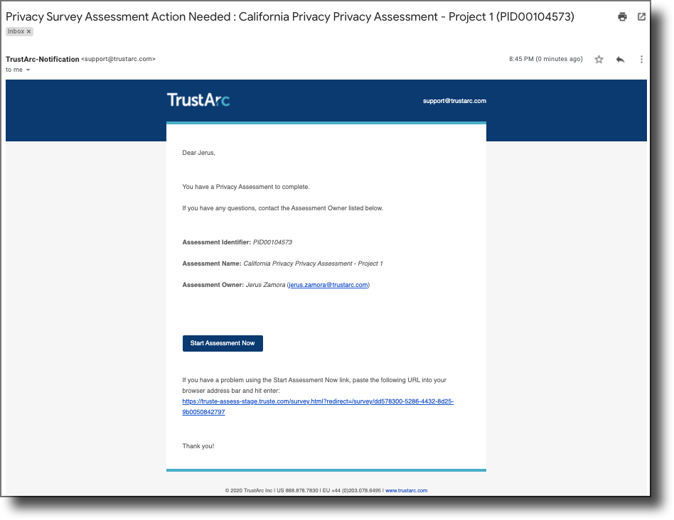 Customizing Automated Emails (Assessment Manager) – TrustArc Help Center
