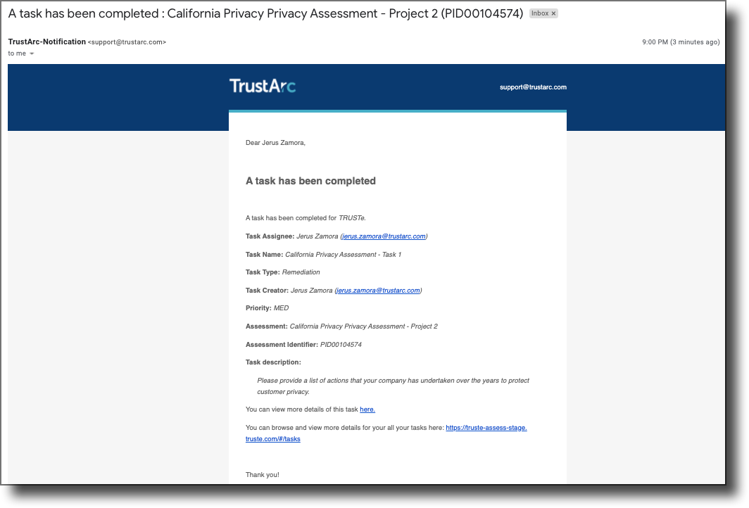 Customizing Automated Emails (Assessment Manager) – TrustArc Help Center