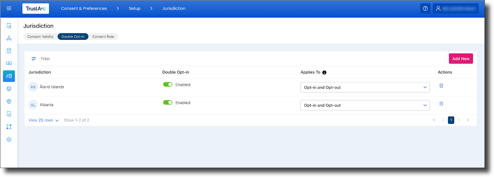 Control Tab – TrustArc Help Center