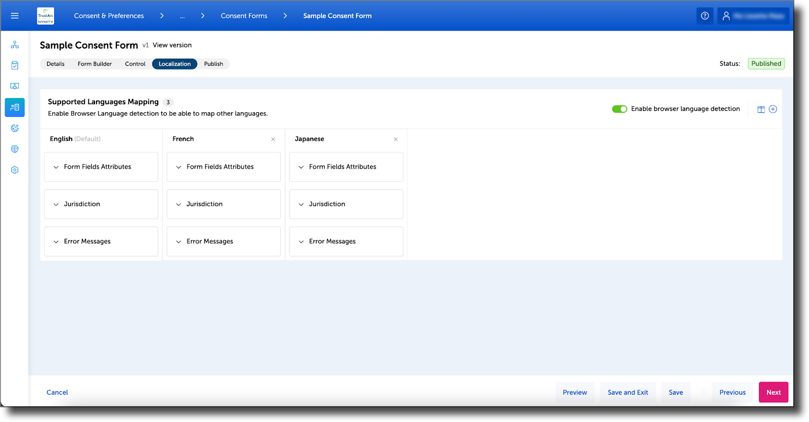 Localization Tab – TrustArc Help Center