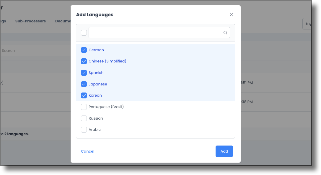 Adding languages – TrustArc Help Center