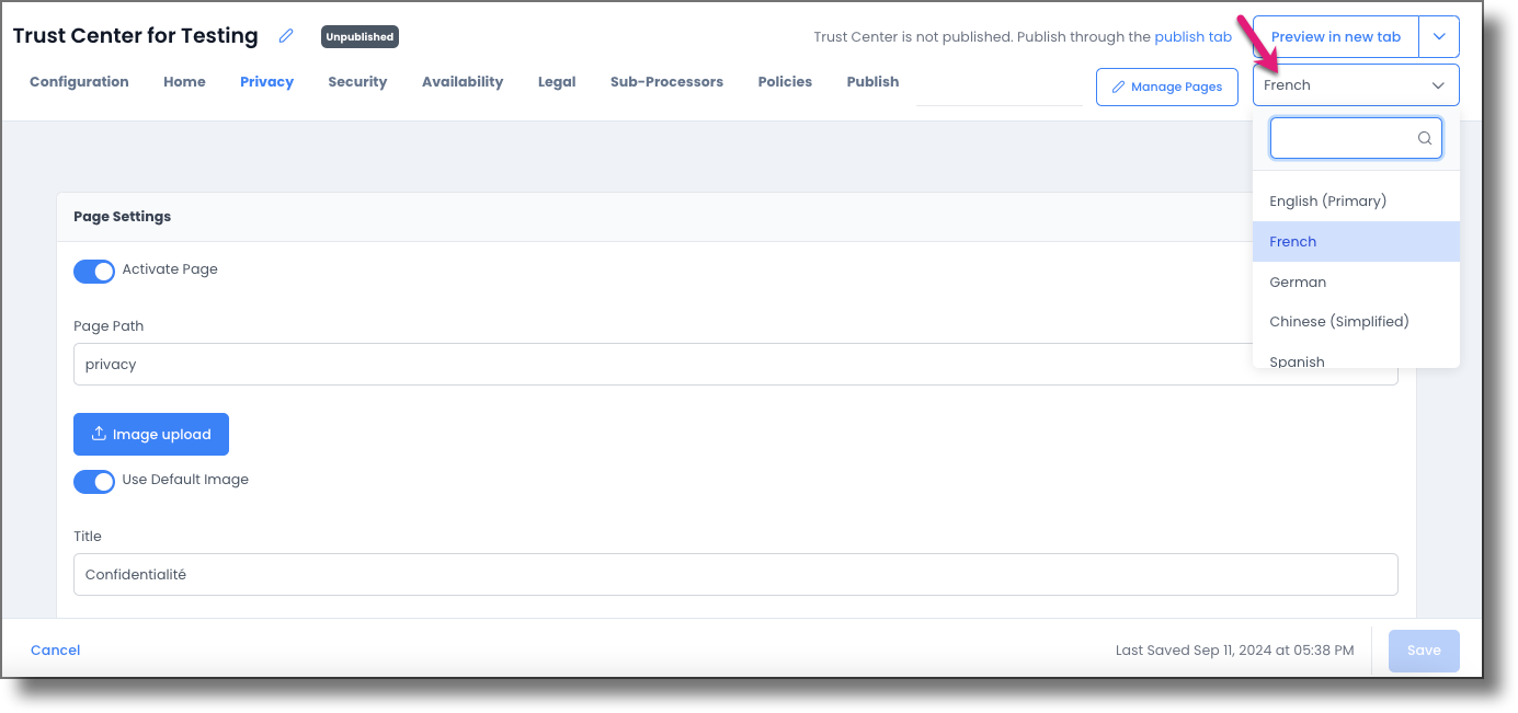 Adding languages – TrustArc Help Center