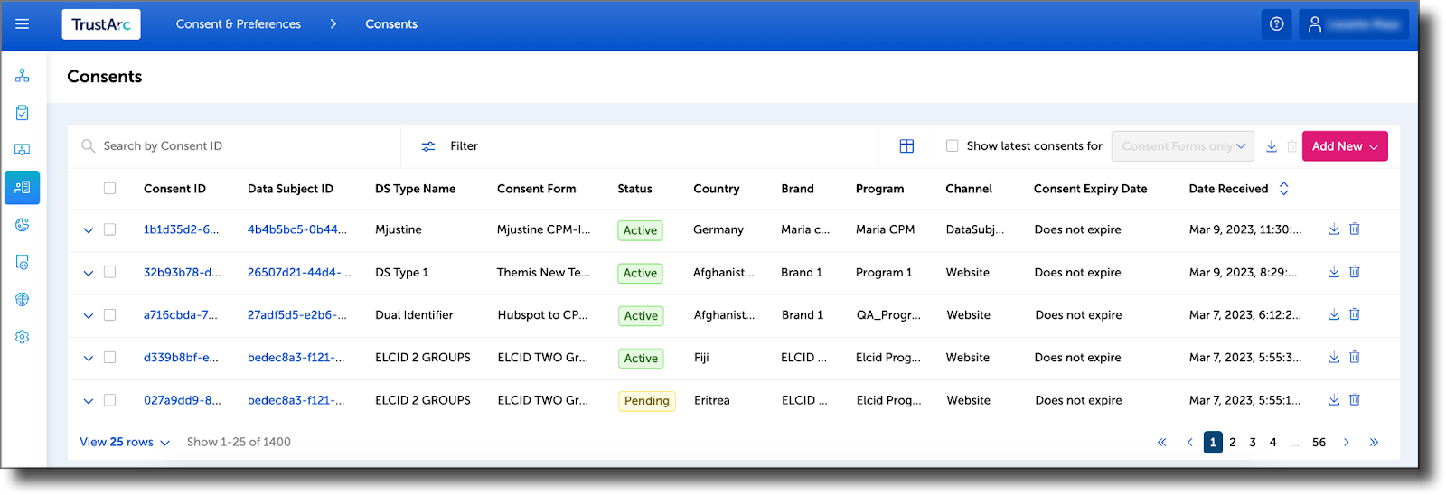 Managing Consents – TrustArc Help Center