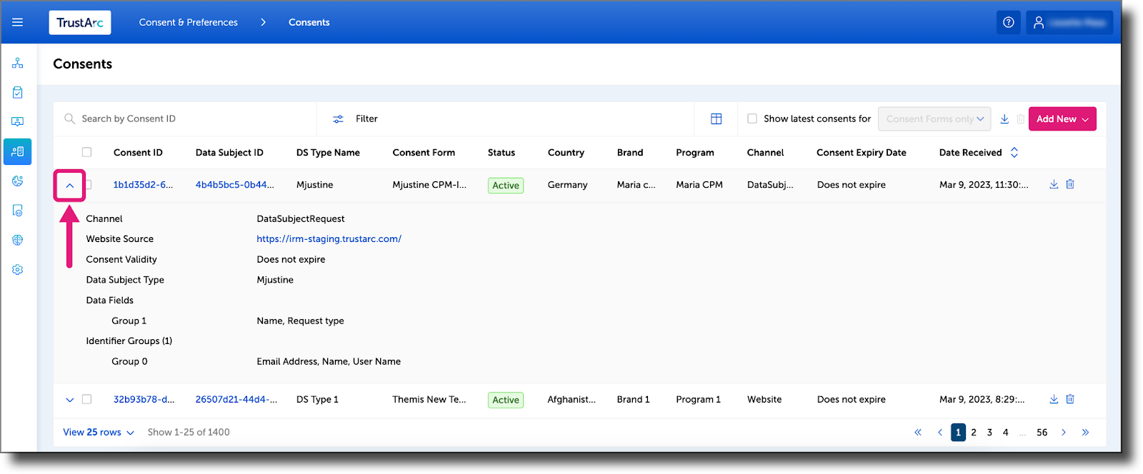 Managing Consents – TrustArc Help Center