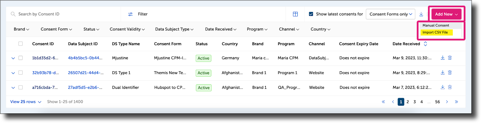 Importing Consent Data using CSV Upload – TrustArc Help Center