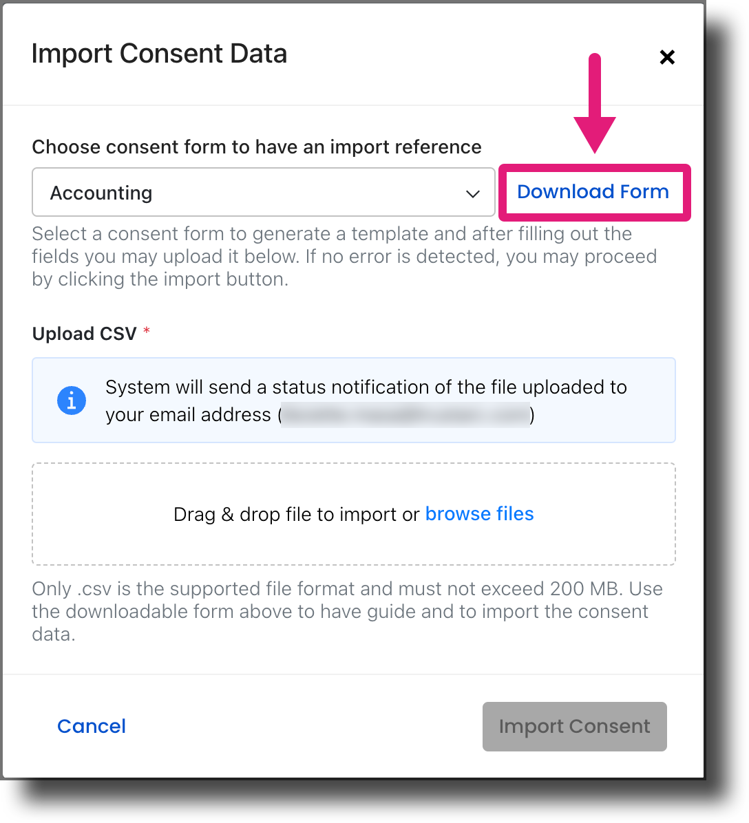 Importing Consent Data using CSV Upload – TrustArc Help Center