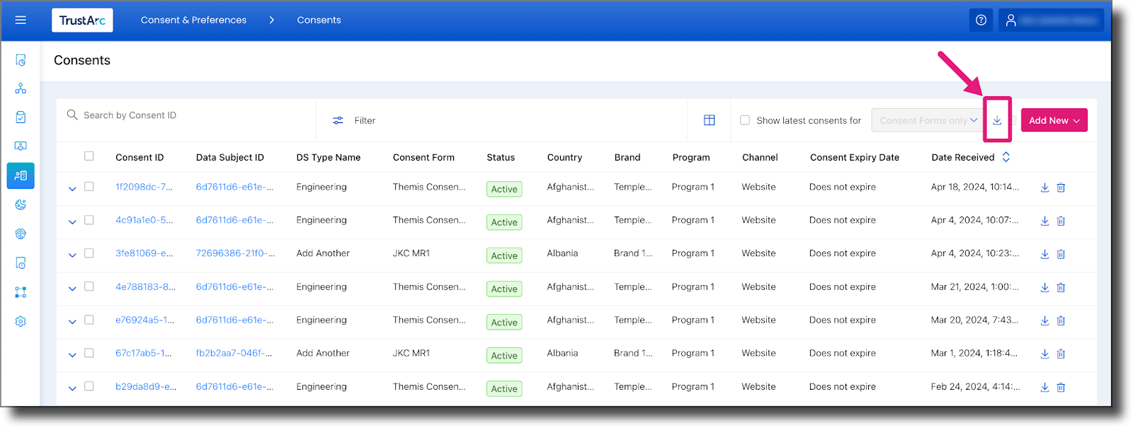 Downloading Consent Data Reports – TrustArc Help Center