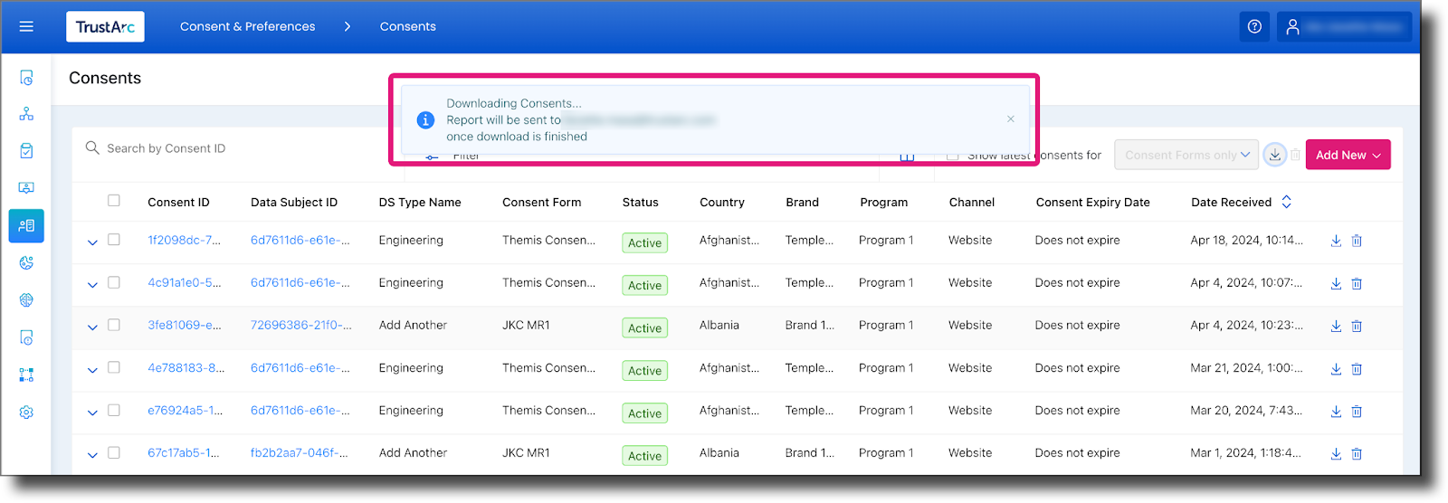 Downloading Consent Data Reports – TrustArc Help Center