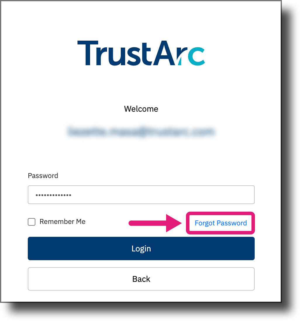 Resetting Your Consent Manager Password – TrustArc Help Center