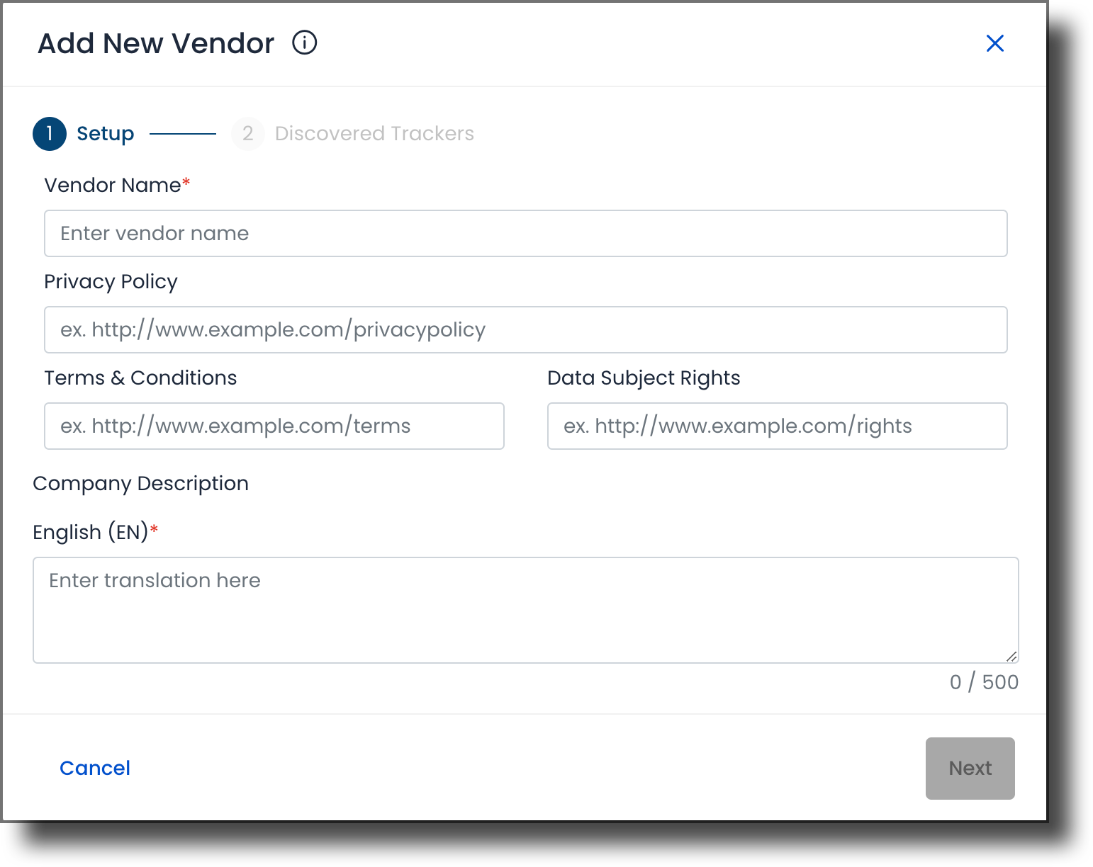 Adding Custom Vendors and Trackers – TrustArc Help Center