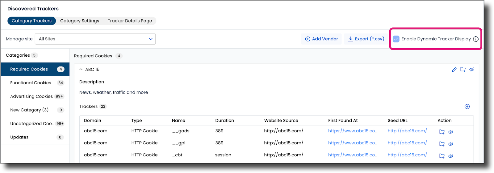 Enabling Dynamic Tracker Display – TrustArc Help Center