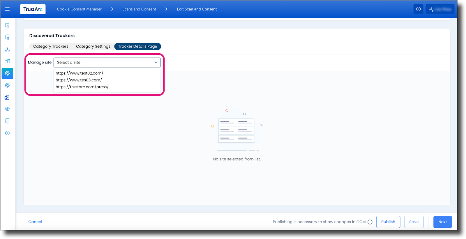 Managing Tracker Details – TrustArc Help Center