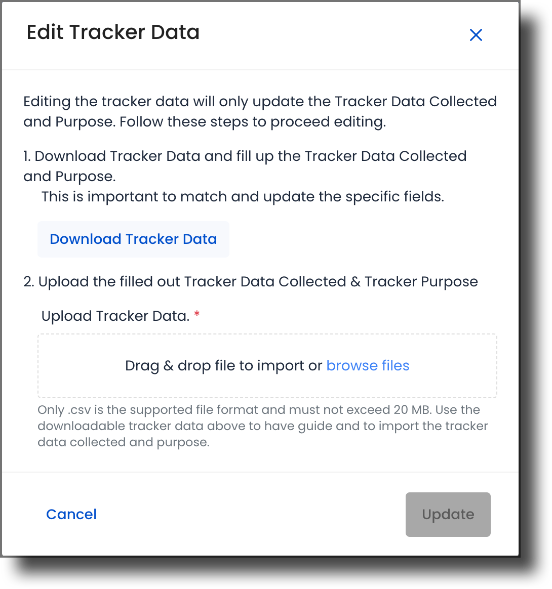 Editing Tracker Data – TrustArc Help Center