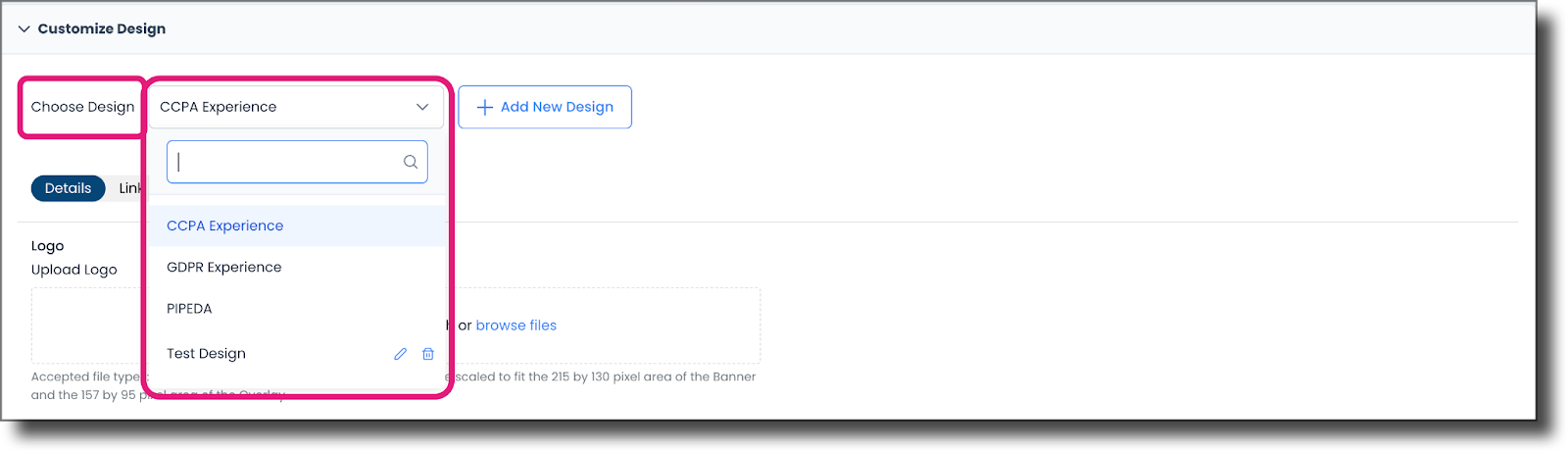 Selecting a Design – TrustArc Help Center