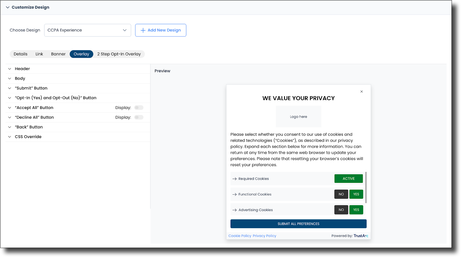 Adding an Overlay – TrustArc Help Center