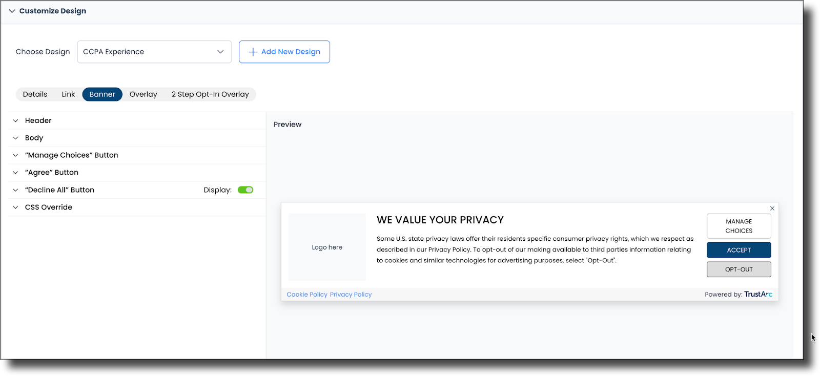 Adding a Banner – TrustArc Help Center
