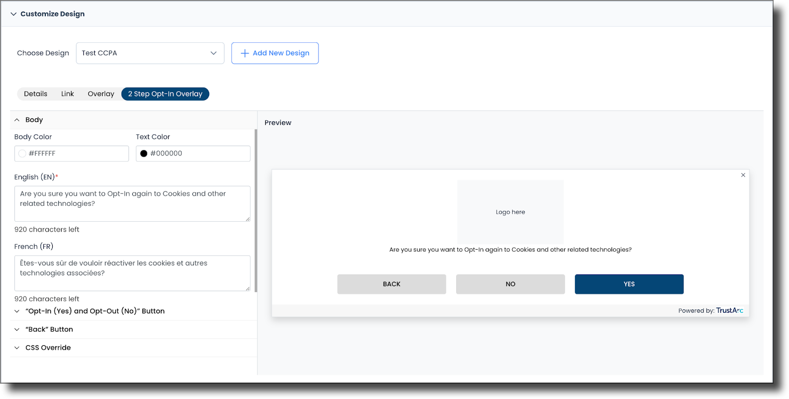 Adding 2 Step Opt-In Overlay – TrustArc Help Center