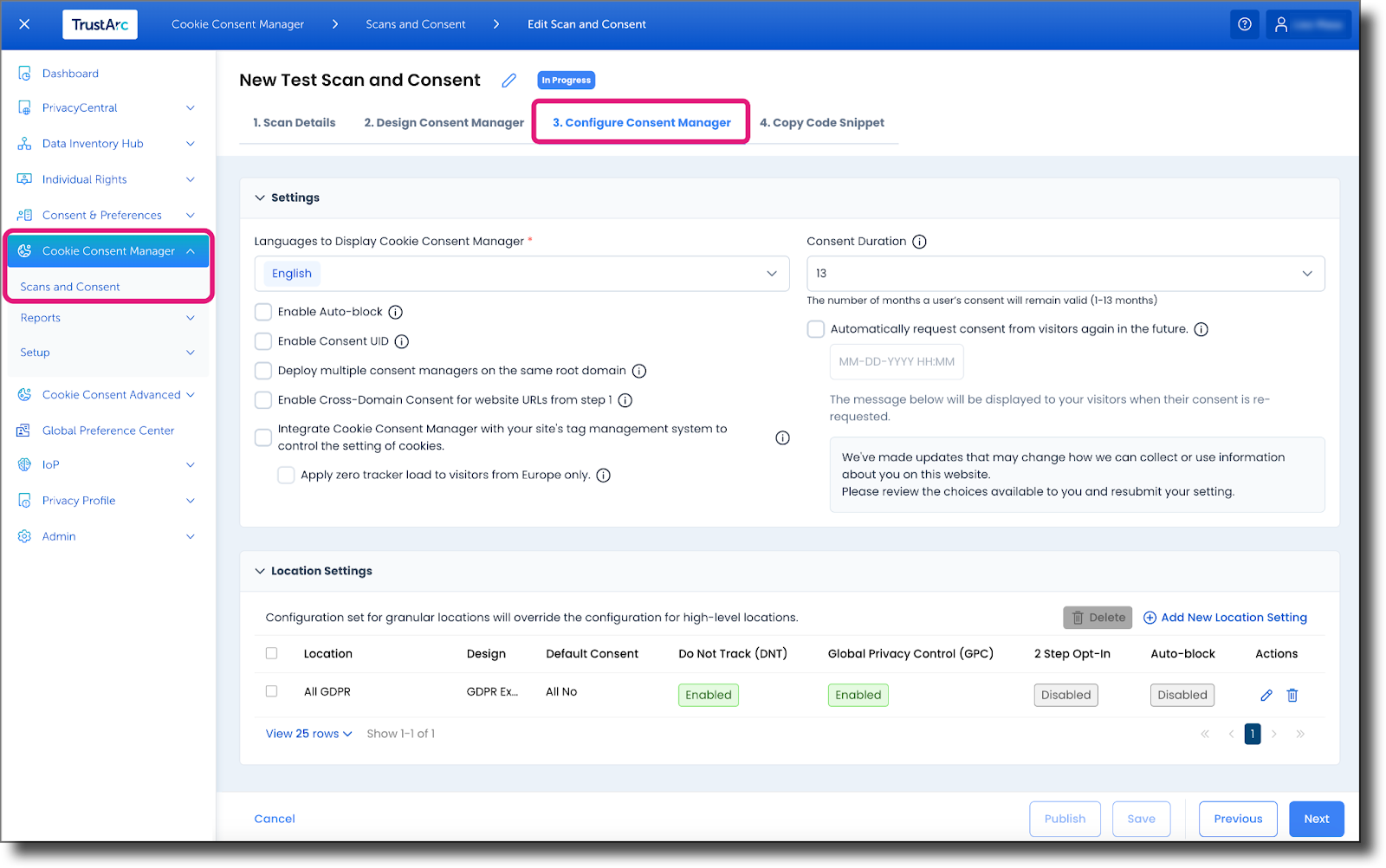 Recognizing GPC in CCM – TrustArc Help Center