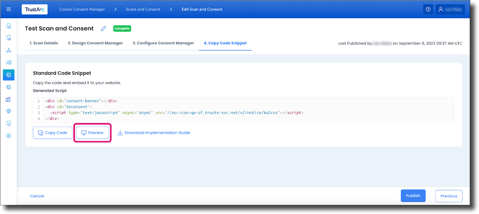 Showing the Consent Preview – TrustArc Help Center