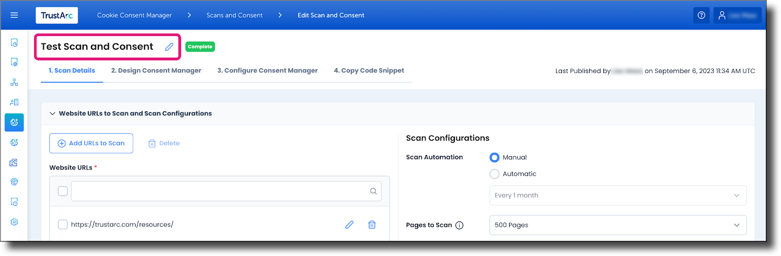 Renaming Scans and Consents – TrustArc Help Center