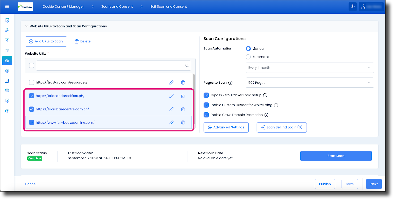 Rescanning Cookies – TrustArc Help Center