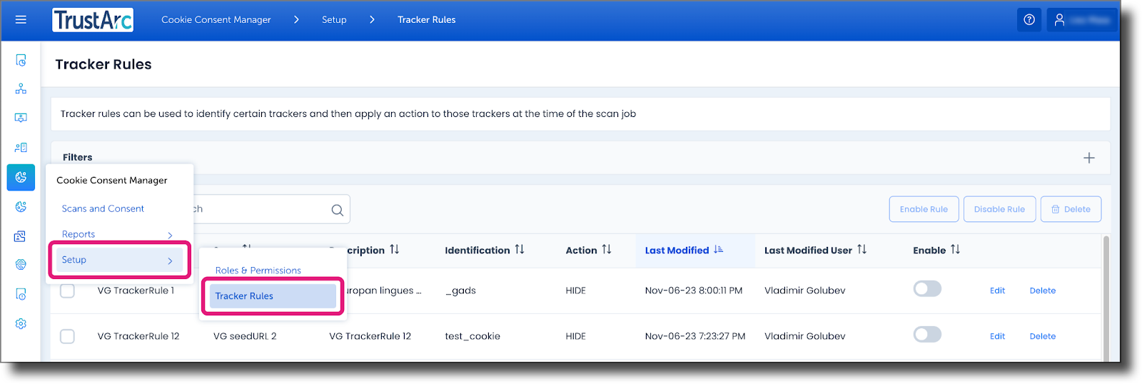 Tracker Rules – TrustArc Help Center