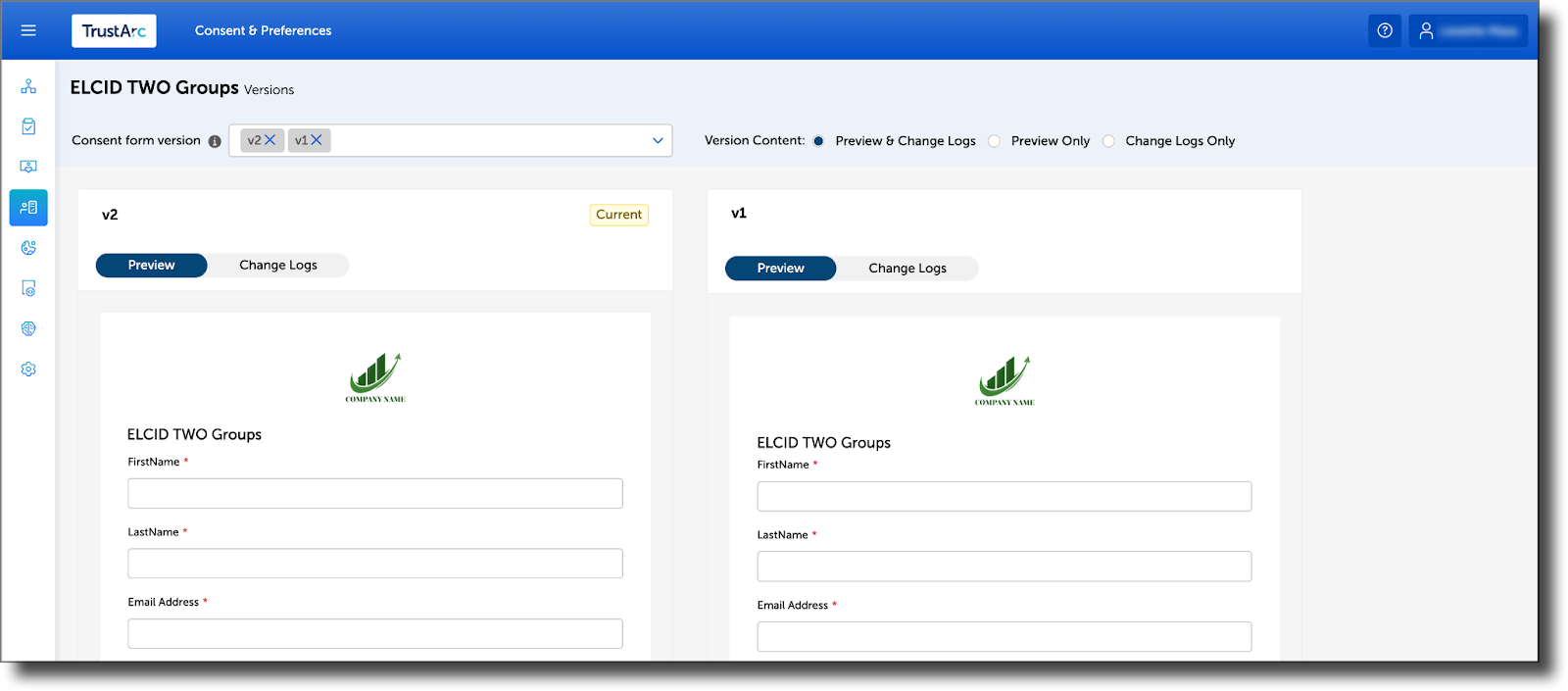Consent Form Versioning – TrustArc Help Center