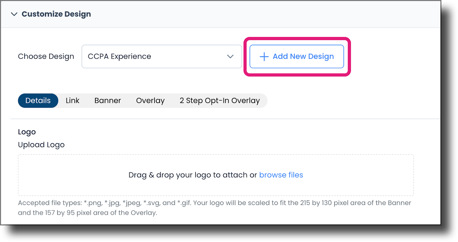 Adding New Custom Design – TrustArc Help Center