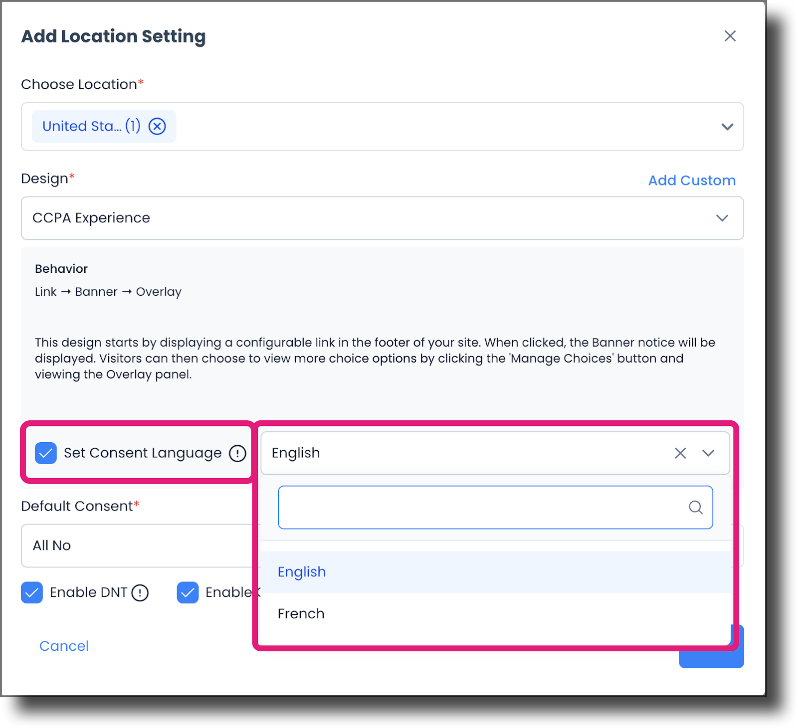 Location Settings – TrustArc Help Center
