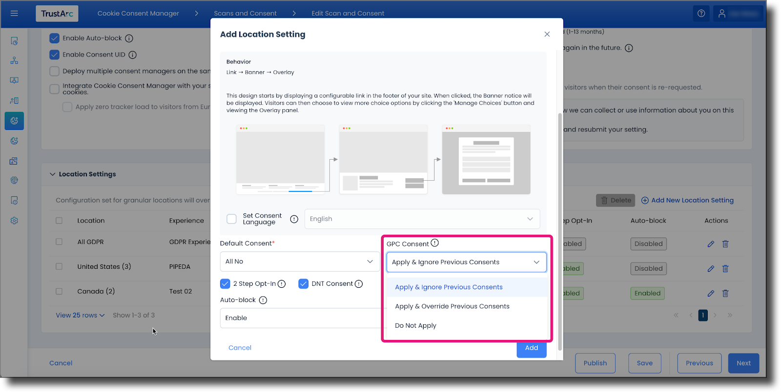 Location Settings – TrustArc Help Center