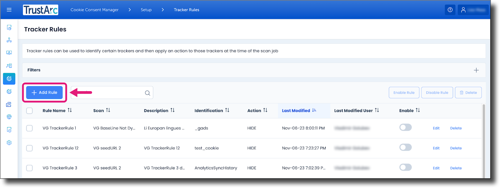 Creating Tracker Rules – TrustArc Help Center