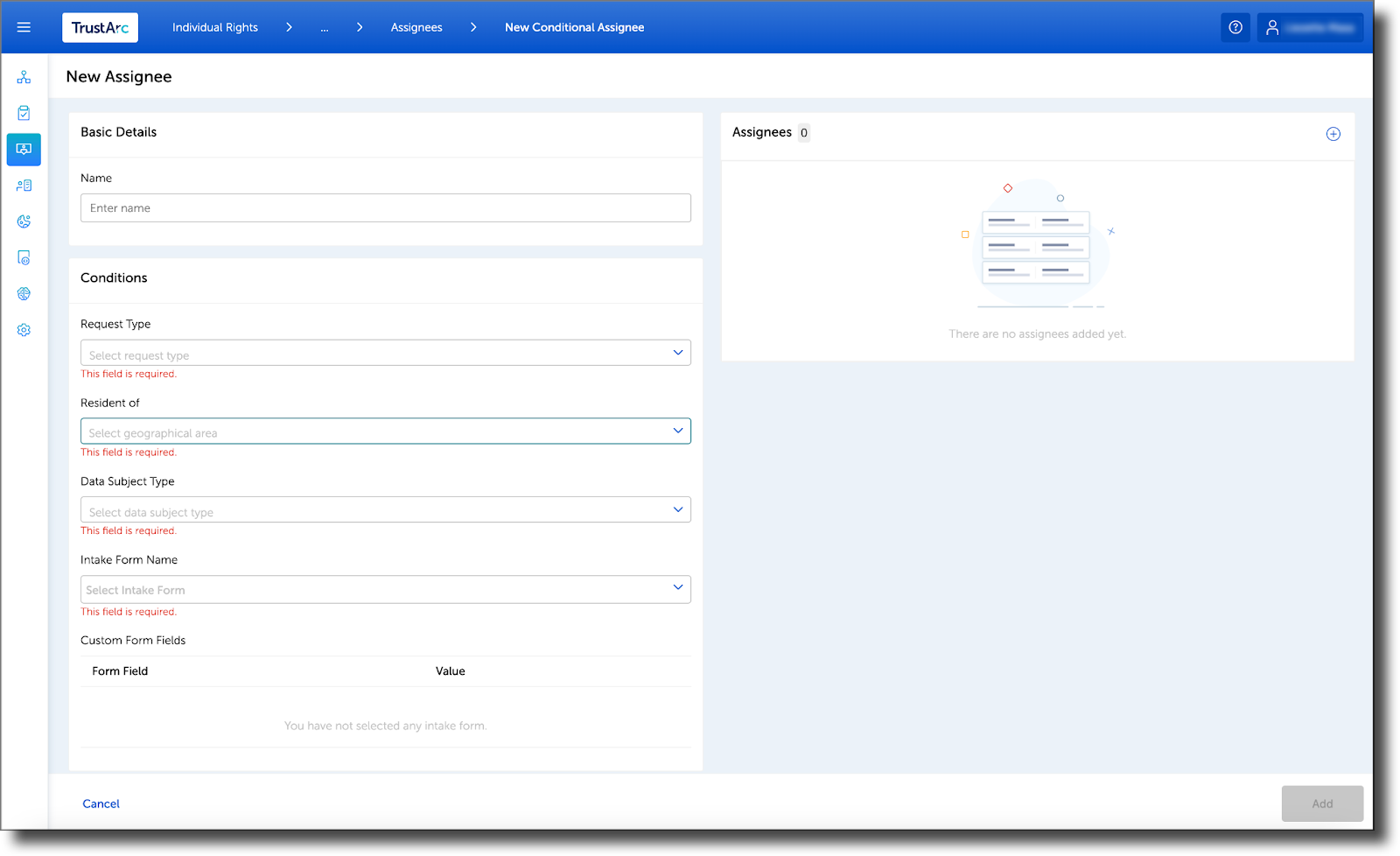 Configuring Assignees – TrustArc Help Center