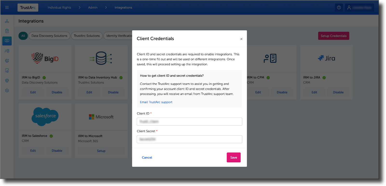 Client Credentials Set Up – TrustArc Help Center