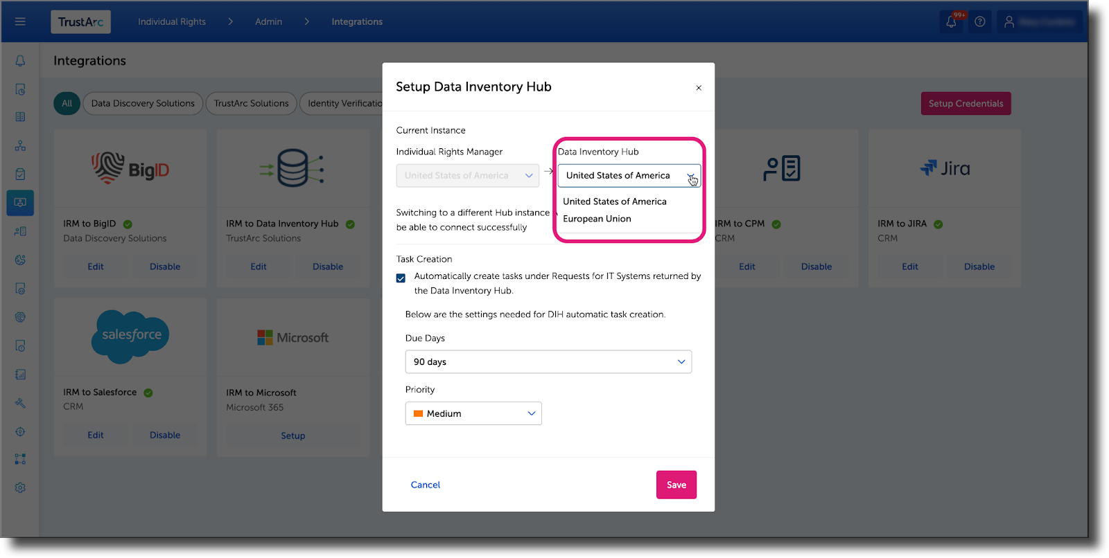 Data Mapping & Risk Manager to IRM Integration – TrustArc Help Center