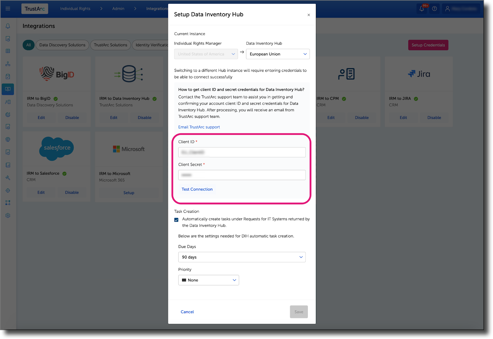 Data Mapping & Risk Manager to IRM Integration – TrustArc Help Center