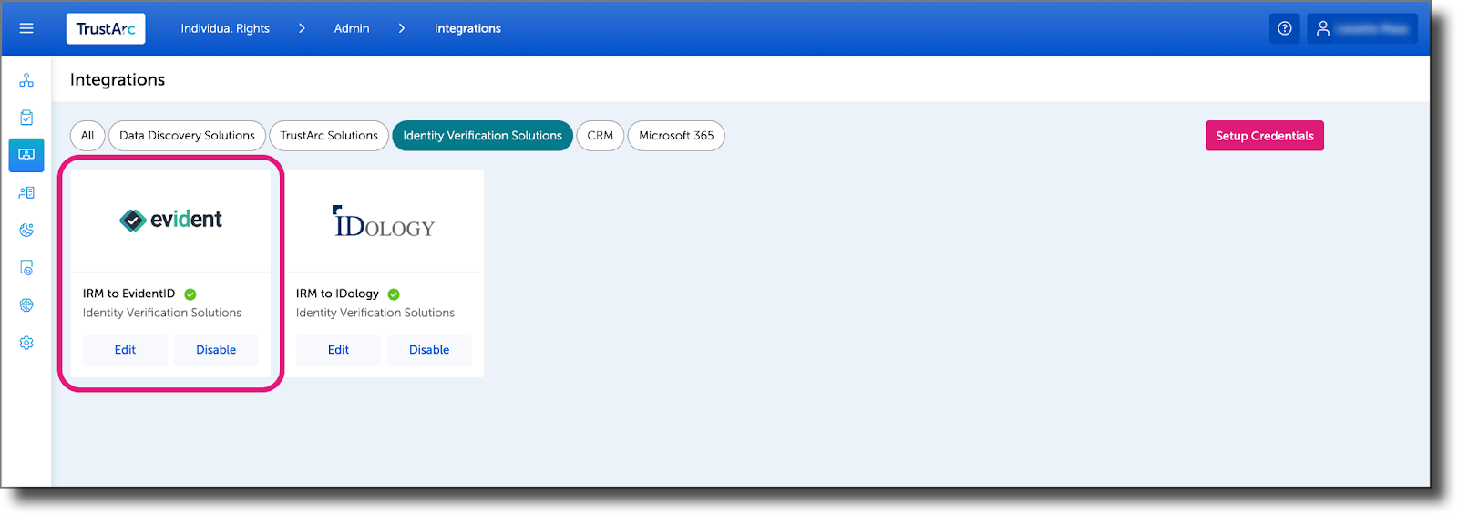 Evident ID to IRM Integration – TrustArc Help Center