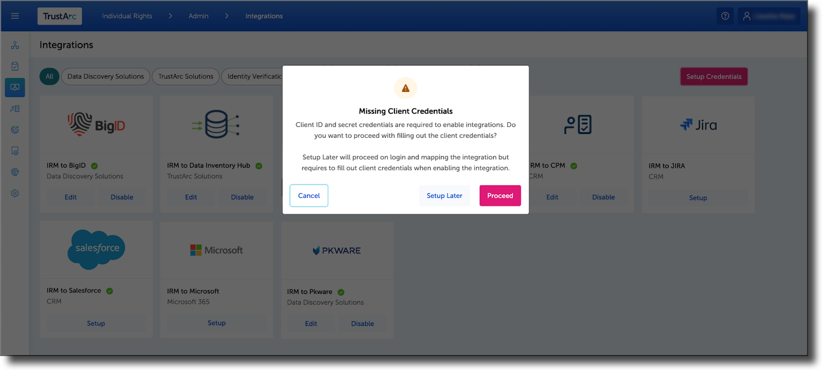 IRM to CPM Integration – TrustArc Help Center