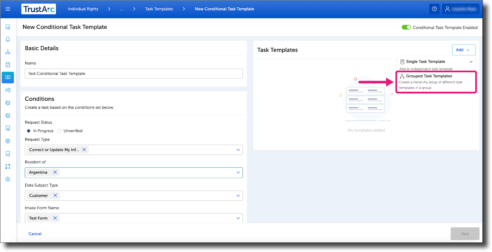 Create Grouped Task Templates – TrustArc Help Center